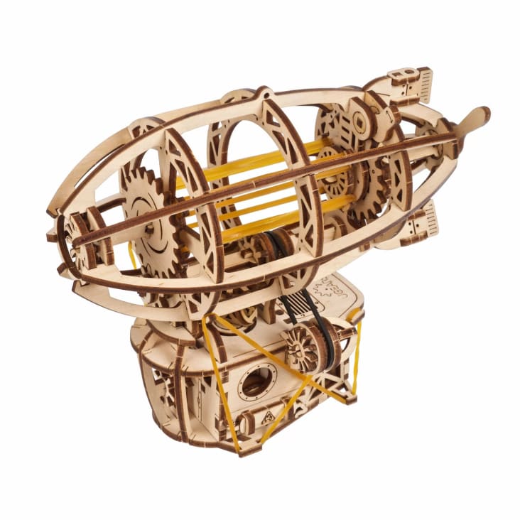 Puzzle 3D Mini Dirigeable Steampunk en bois beige 16,9x13,6x9 cm ...