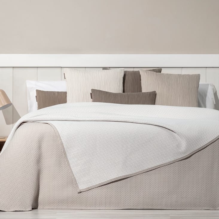 Colcha cubrecama jacquard tramas beige cama 135/140cm | Maisons du Monde