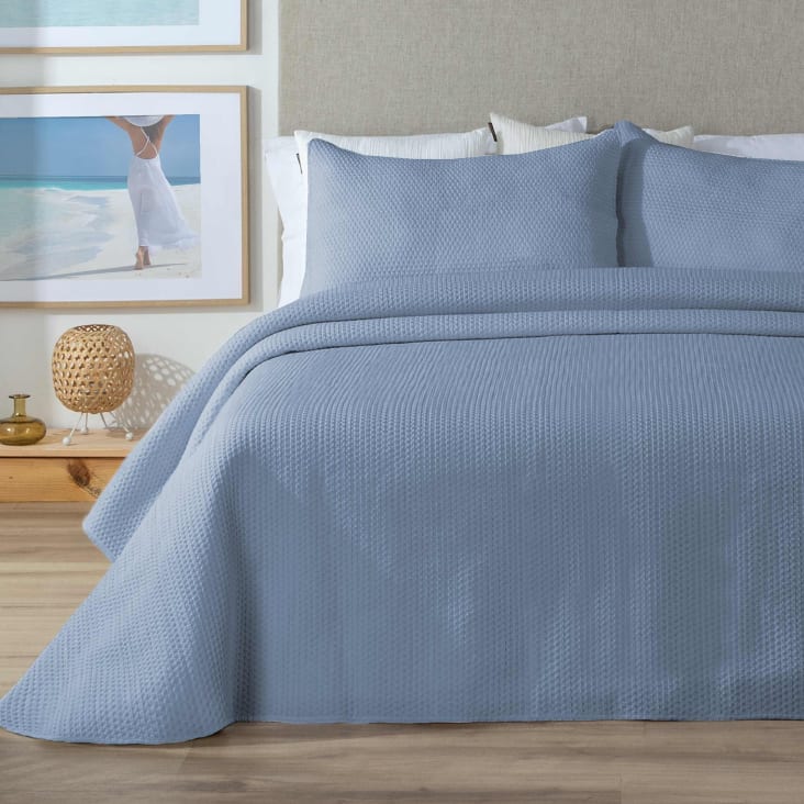 Colcha bouti nido de abeja azul cama 150/160cm | Maisons du Monde