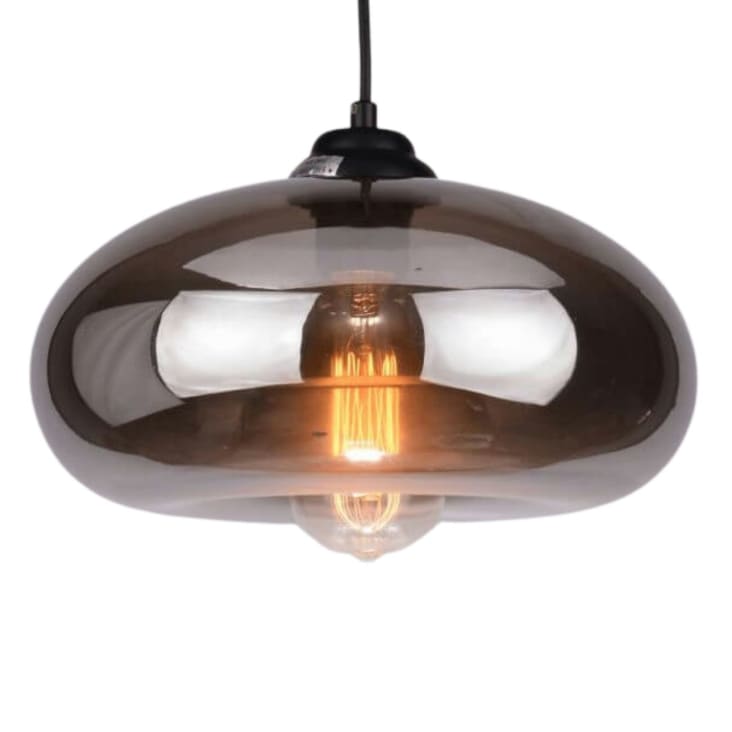 Sospensione metallo e vetro grigio fumè L 28 Ellipse | Maisons du Monde