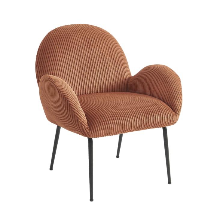 Fauteuil velours côtelé terracotta Gina | Maisons du Monde