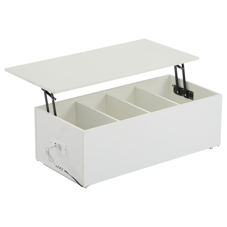 Table basse relevable blanche brillante avec éclairage LED | Maisons du ...