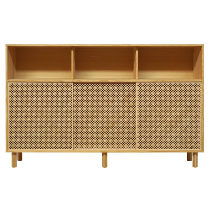 Buffet en pin massif naturel avec 3 portes 180 cm Non verni Mundina ...