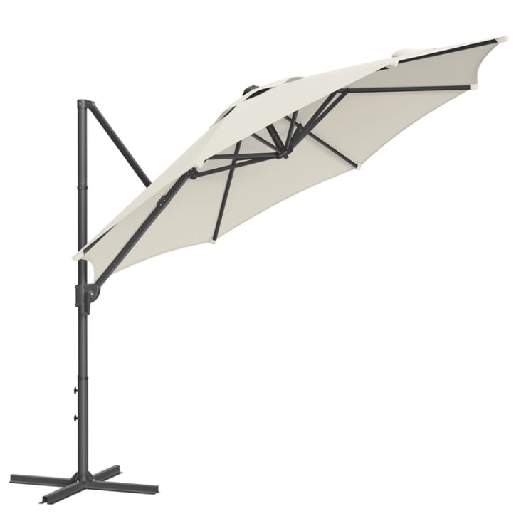 Parasol de jardin 300 cm inclinaison fluide pivotant à 360° blanc Sunny ...