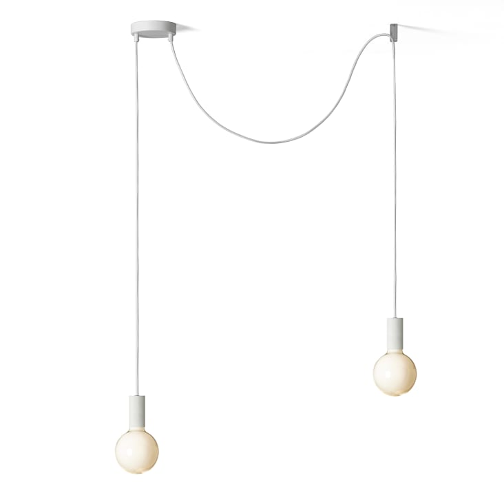 Lampada a sospensione con rosone e cavo bianco | Maisons du Monde