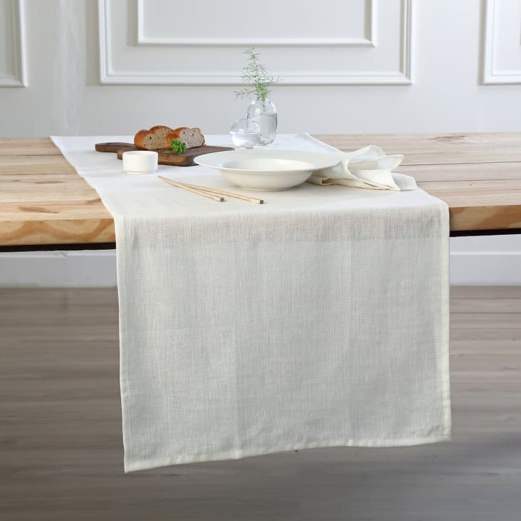 Chemin de table lin lavé blanc 50x150 Paul | Maisons du Monde