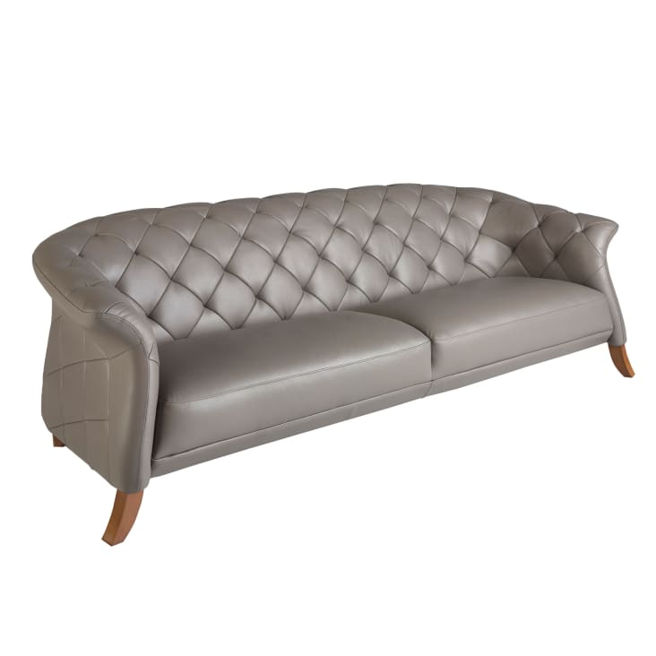 Chesterfield Sofa 3 Sitzer aus Leder grau