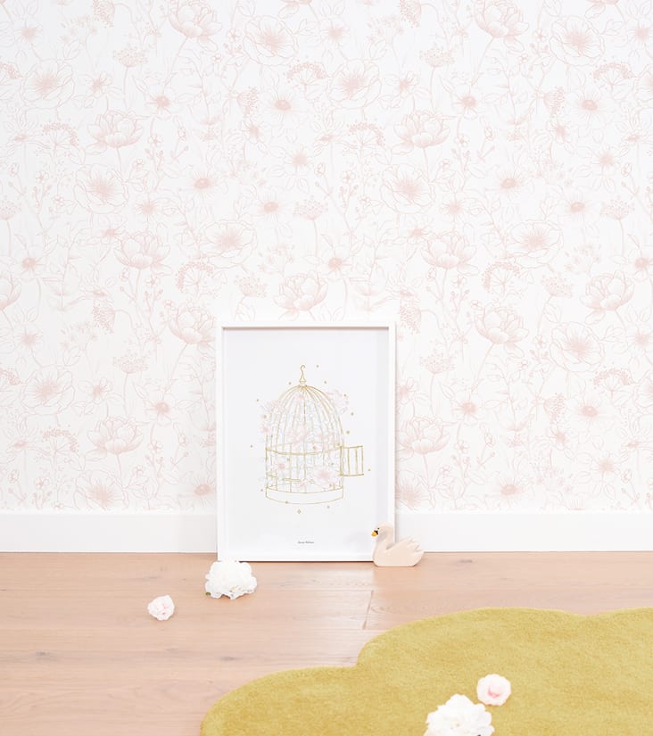 Papier peint bucolique fleurs en papier Moutarde 50 cm x 10 m | Maisons du Monde