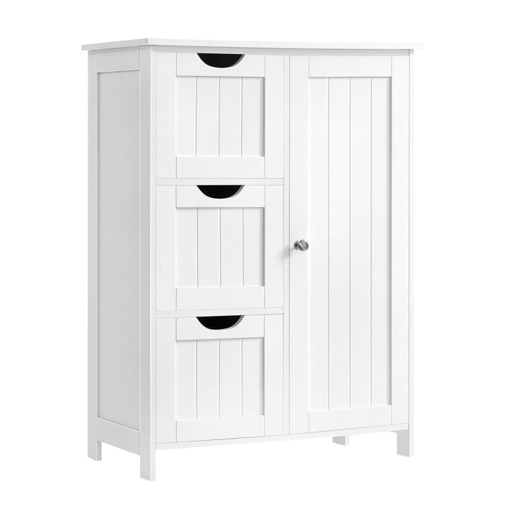 Petit meuble de rangement 1 porte et 3 tiroirs blanc - L60 cm | Maisons ...