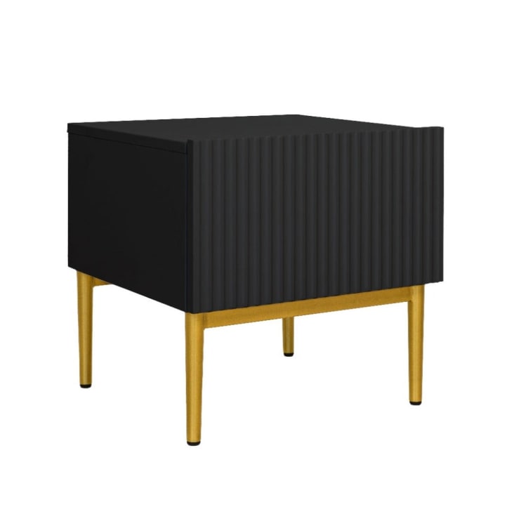 Juego 2 mesitas de noche 1 cajón patas de metal negro dorado 46x45 cm ...