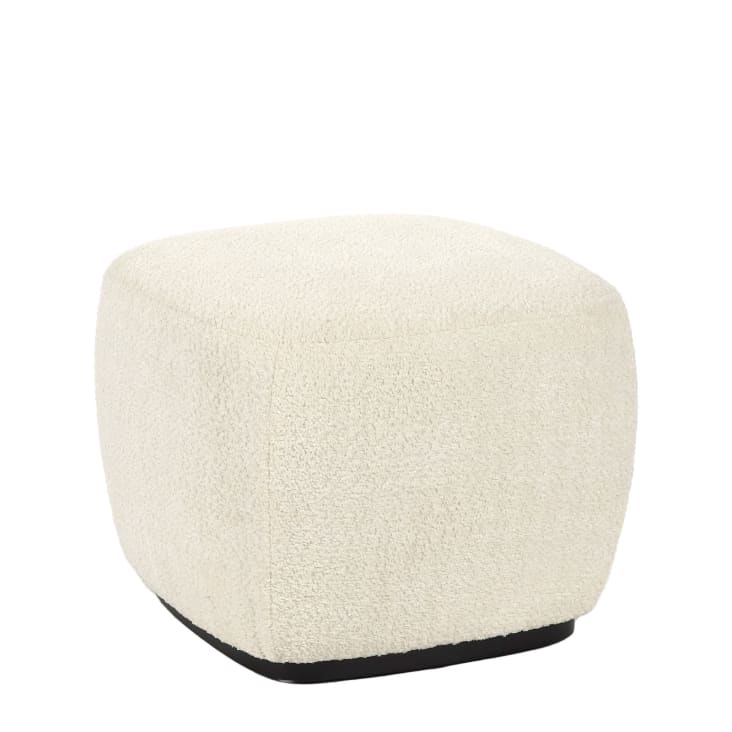 Puff blanco de tela rizada | Maisons du Monde