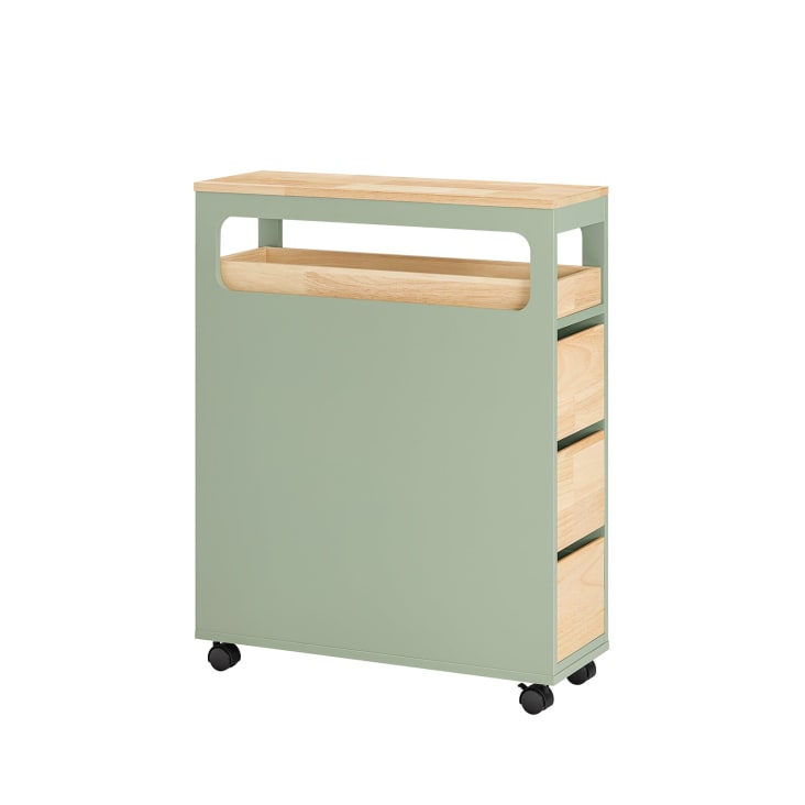 Support papier avec 1 plateau amovible et 3 tiroirs effet bois vert ...