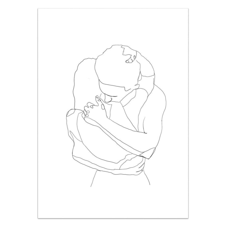 Lamina, impresión en papel, sin marcos, a4 Abrazo de pareja, linea ...