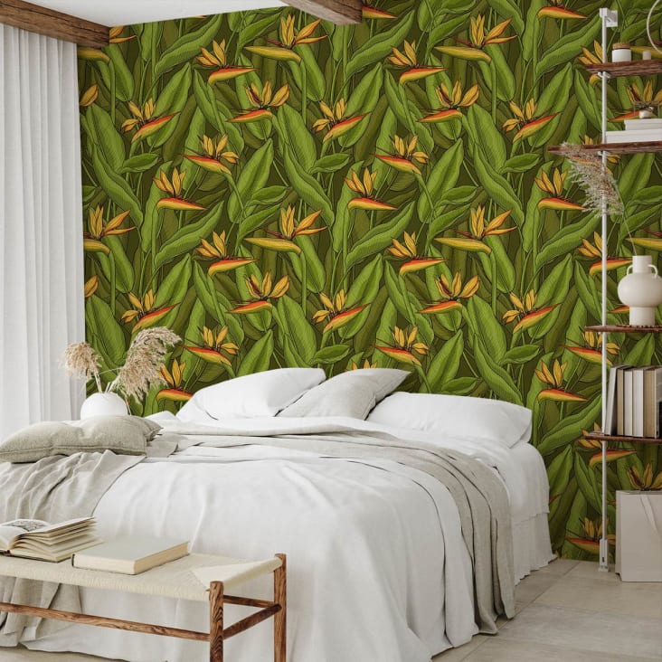 Papel pintado verde strelitzia 156x270cm | Maisons du Monde
