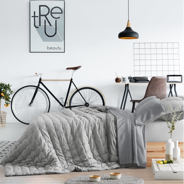 Edredón duvet gris cama 150/160cm | Maisons du Monde