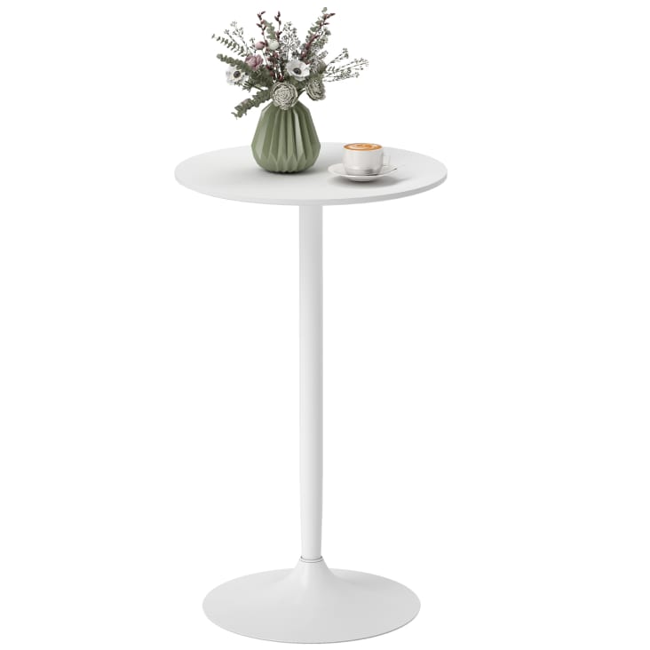 Table de bar ronde style contemporain dim. 60L x 60l x 102H cm blanc ...