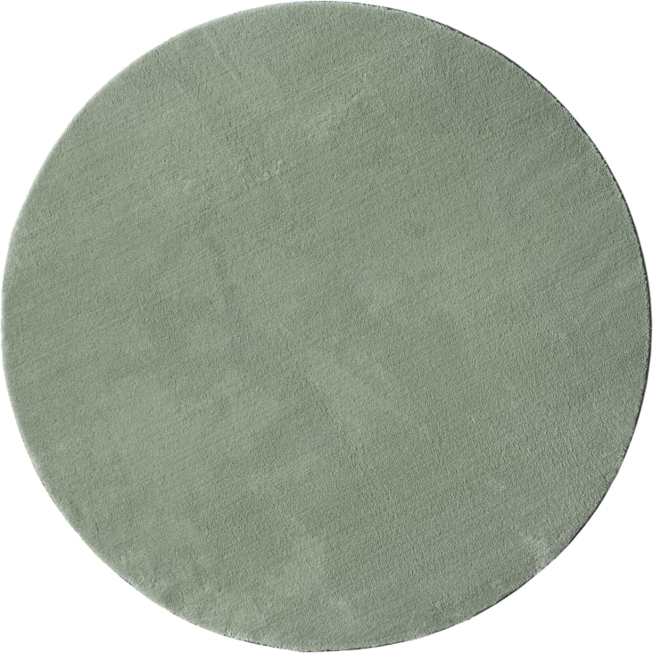 Tapis lavable et antidérapant, uni, vert, 200 cm, rond Relax | Maisons ...