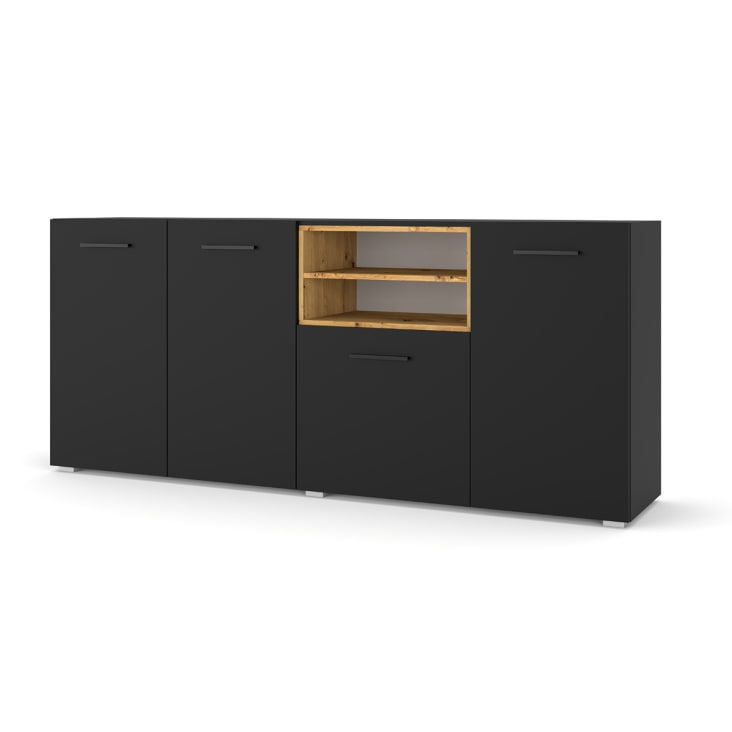 Aparador 4 puertas estratificado negro marrón Ania | Maisons du Monde