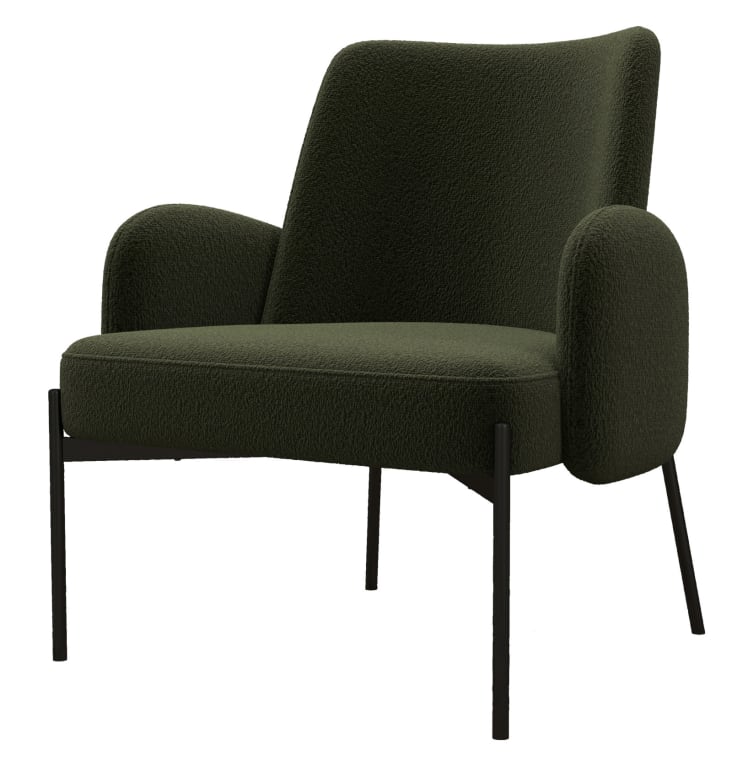 Sillón de tela verde militar y metal negro Alex | Maisons du Monde