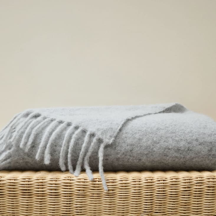 Plaid laine gris clair 130x180 cm Instant clair | Maisons du Monde