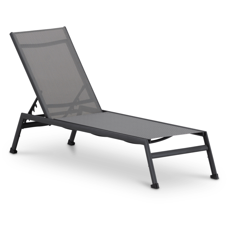 Chaise longue de jardin en aluminium et textilène anthracite Punta cana | Maisons du Monde