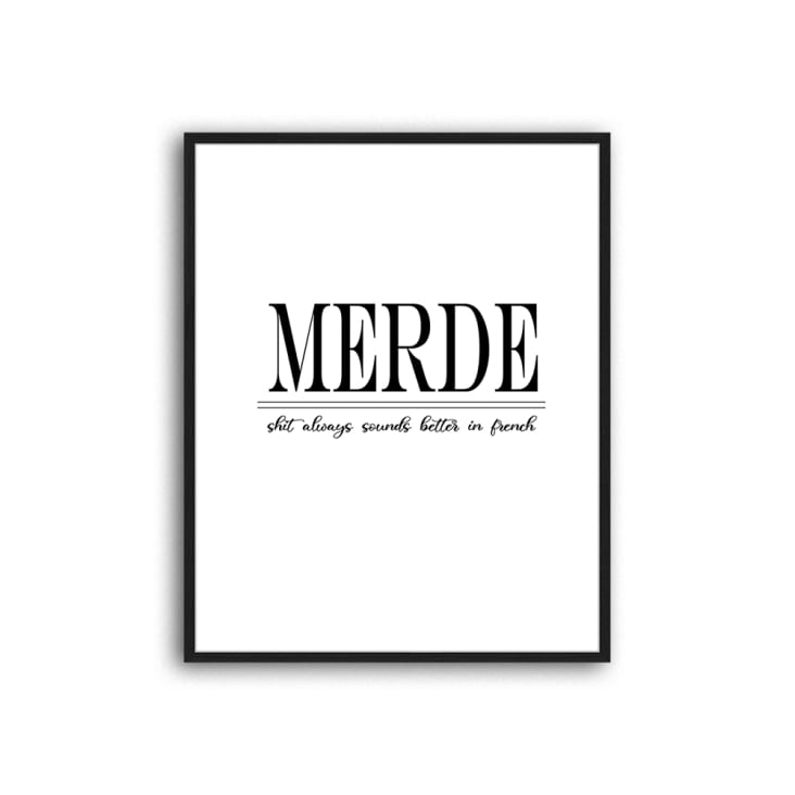 Cuadro de madera negro, impresión digital en papel, 52x42x3cm Merde ...