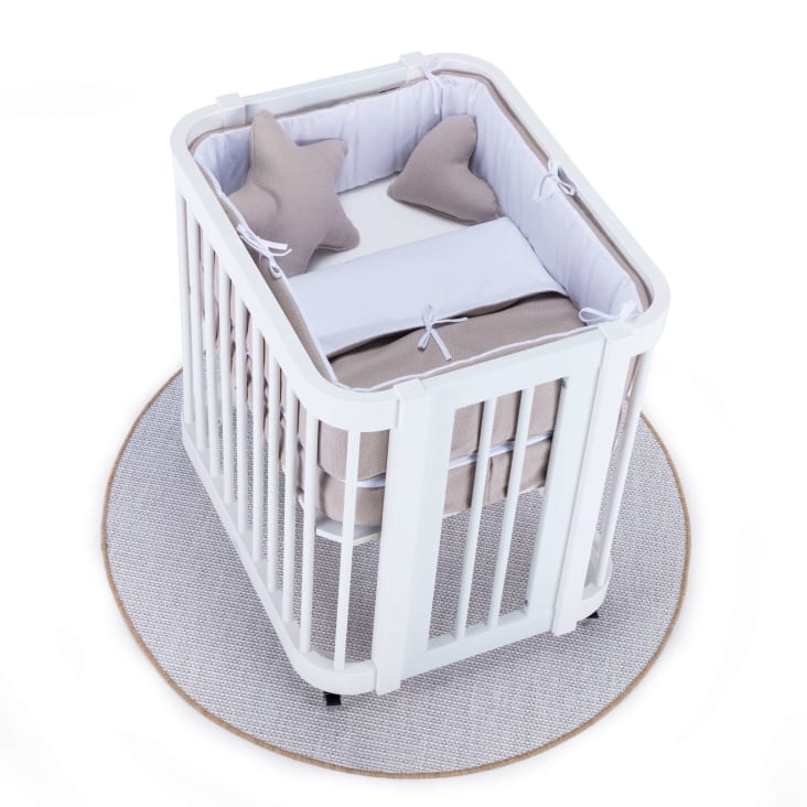 Berceau ovale en blanc 55x70 cm avec matelas et textile beige Crea uno ...