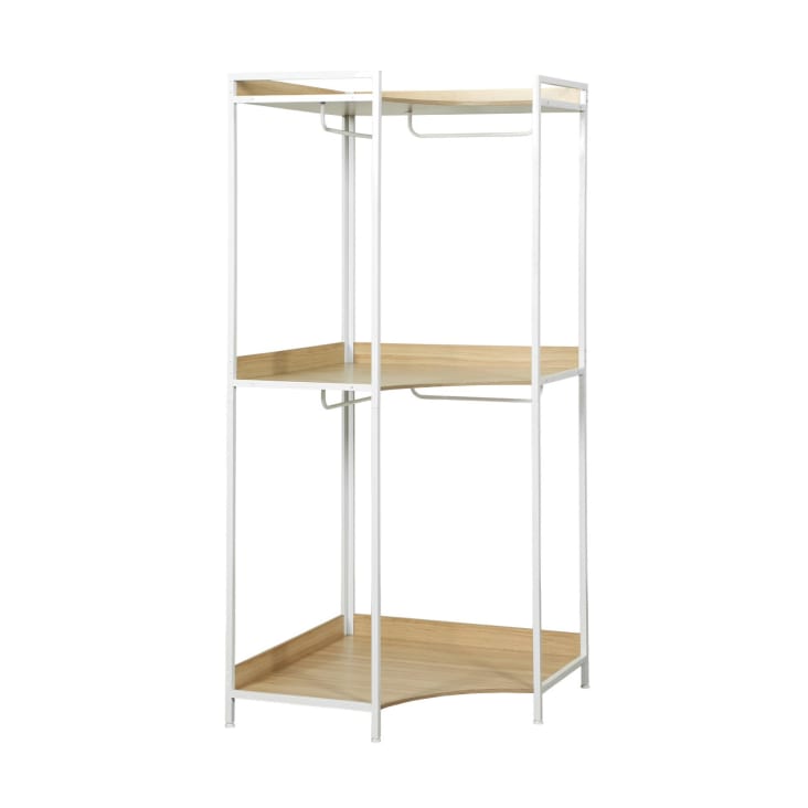 Weißes Eckkleiderschrank-Modul 4 Kleiderstangen und 2 Regale Clever ...
