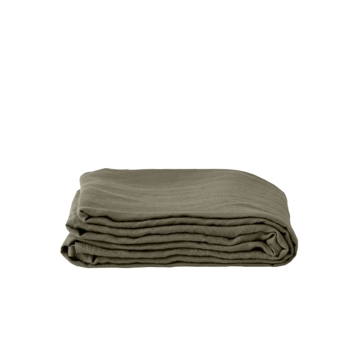 Drap de lit lin lavé uni vert 240 x 290 cm Songe | Maisons du Monde