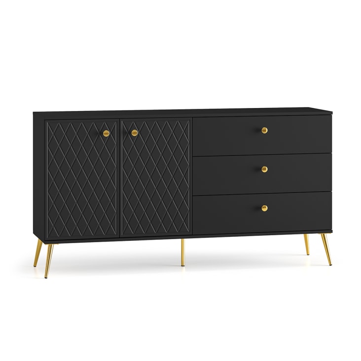 Aparador 2 puertas 3 cajones estratificado negro Manoé | Maisons du Monde