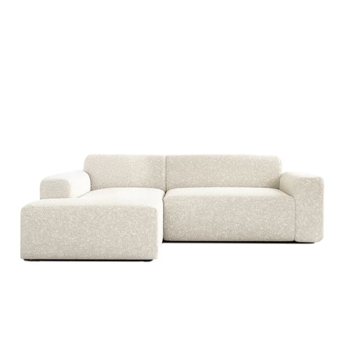 Canapé d'angle gauche 3 places en tissu bouclette écrue Calys | Maisons du Monde