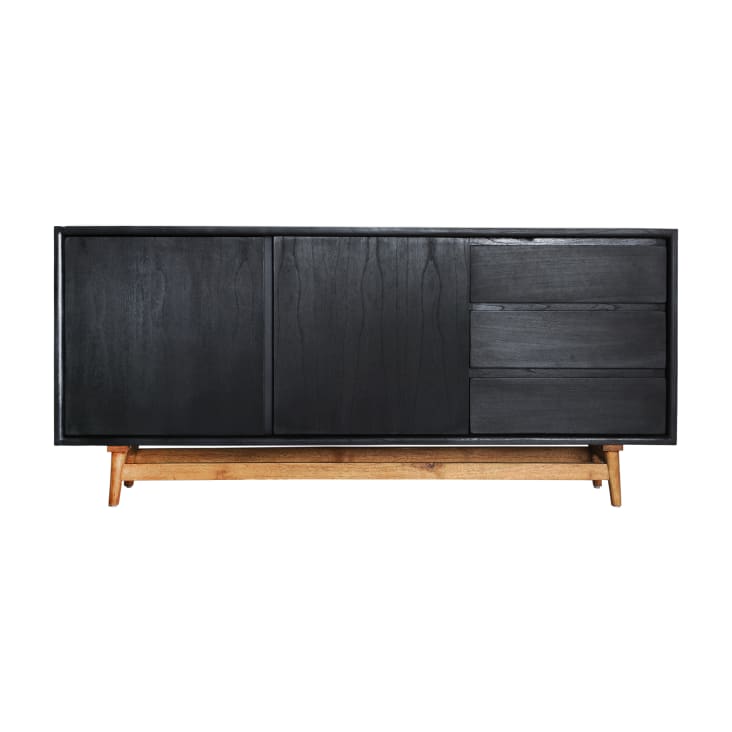 Aparador de madera mindi en color negro de 180x40x80cm | Maisons du Monde