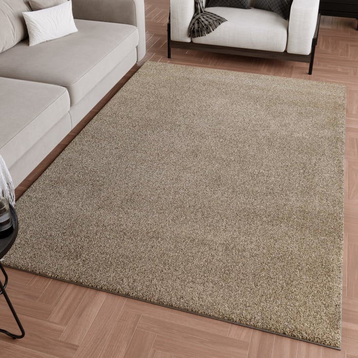 Tapis uni poils ras beige sable belle densité 80x300 Whog | Maisons du ...