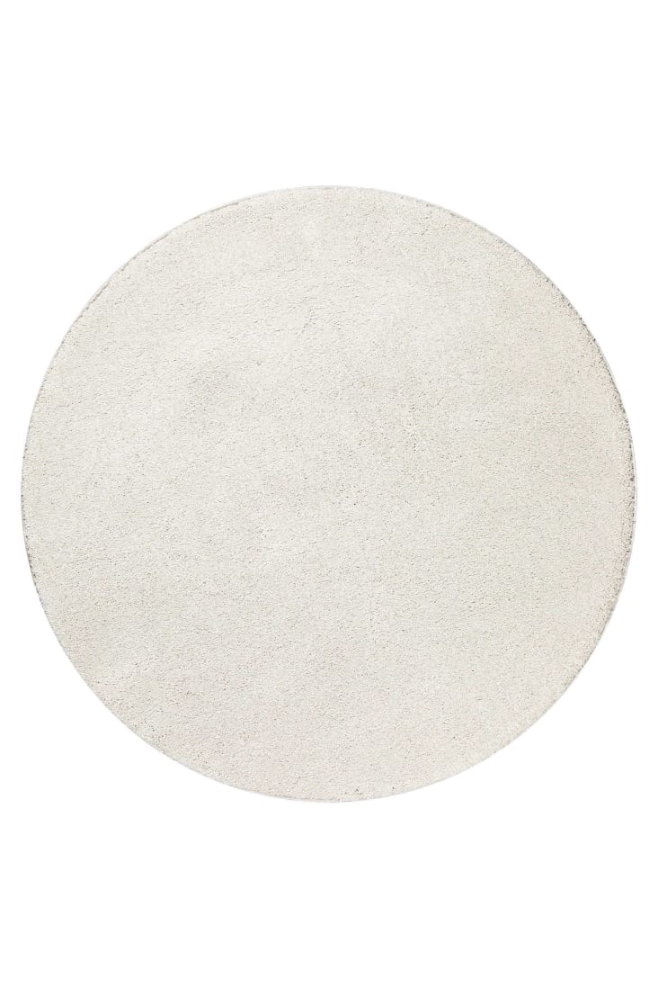 Tapis rond uni poils ras beige ivoire belle densité Ø 120 Whog ...