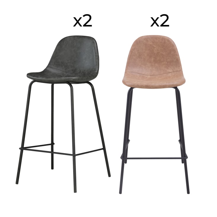 Pack de 4 sillas para isla central topo y gris/negro 65 cm Henrik | Maisons du Monde