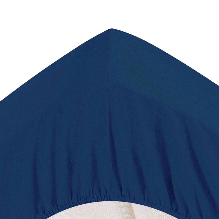 Drap-housse grand bonnet en coton bleu marine 160x200x32 Grands bonnets ...