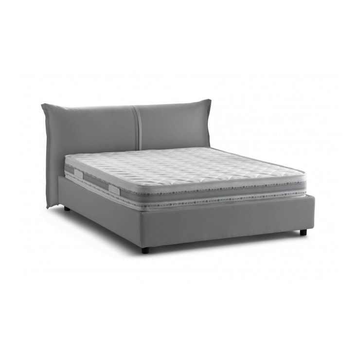 Lit double en tissu gris 160x190 cm Akio | Maisons du Monde
