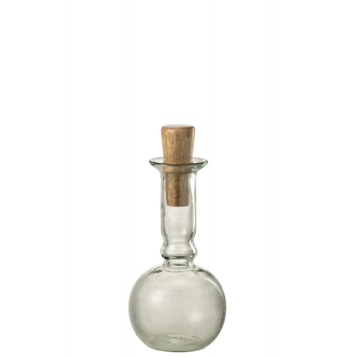 Vase bouteille ronde avec bouchon en verre transparent 12x12x25 cm | Maisons du Monde