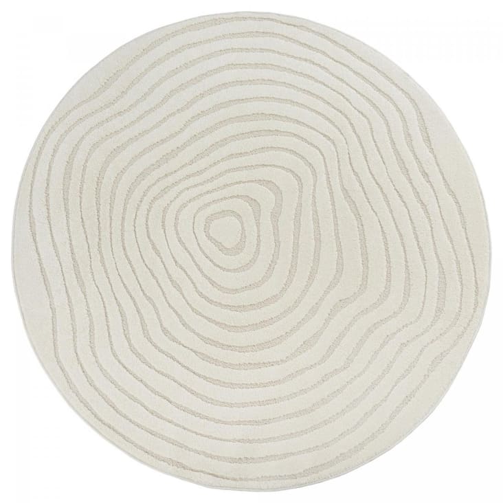 tapis rond, motif moderne et design ton sur ton, crème Ø120cm Lyn9 ...
