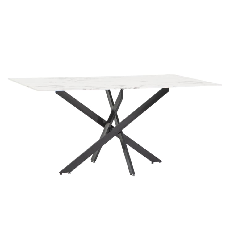 Mesa interior 160x90 cm, tablero de vidrio mármol blanco/gris oscuro ...