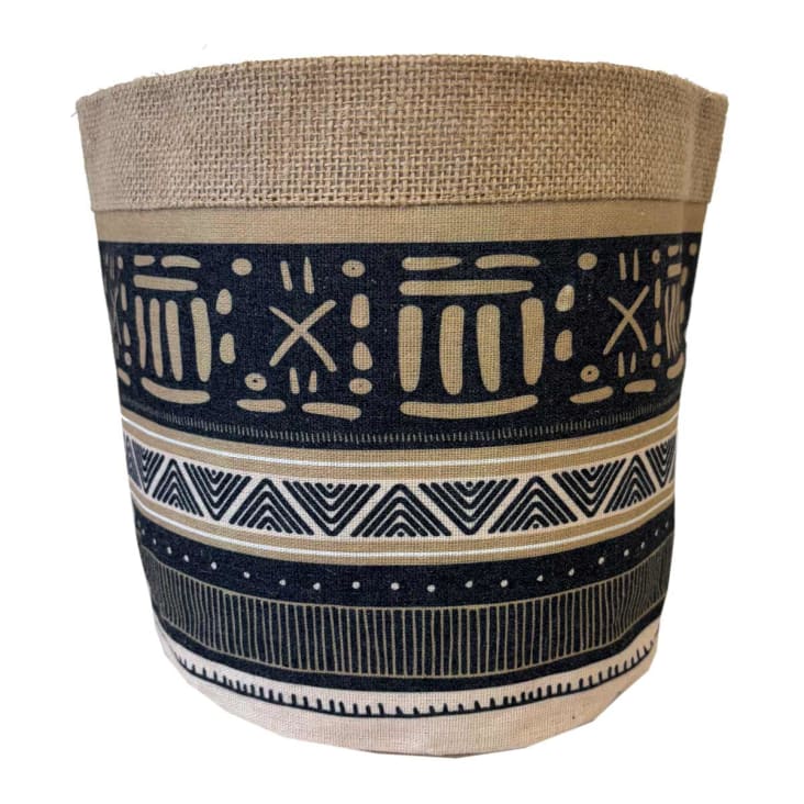 Cache-pot en jute motifs géométriques sur fond noir 18 cm | Maisons du ...