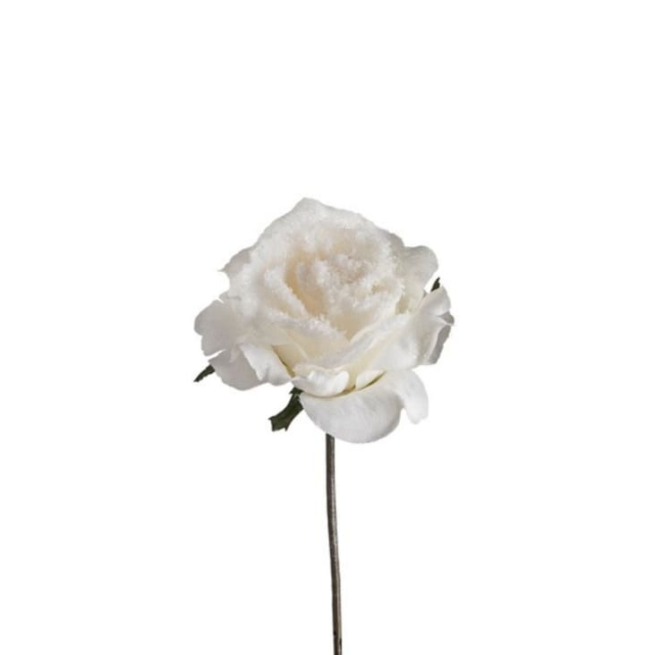 Stelo di rosa artificiale innevata aperta bianca H28 Noël | Maisons du ...