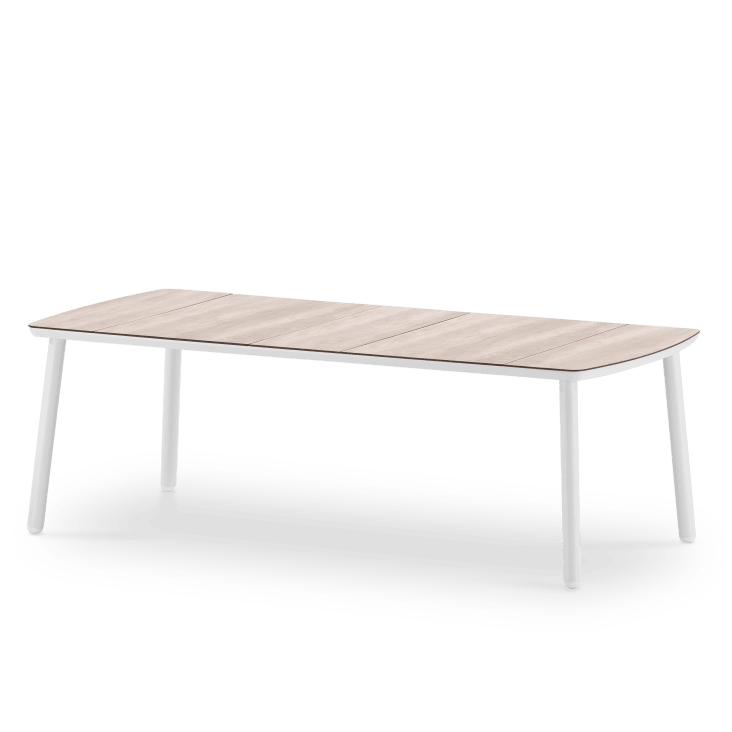 Mesa comedor jardín blanco y hpl imitación madera 200x100 Matilda | Maisons du Monde