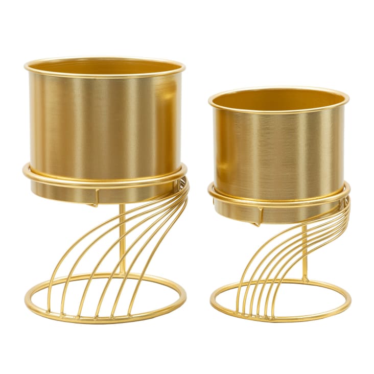 Lot de 2 cache-pots en métal doré Ø 23x35-20x30 cm Spirally | Maisons ...