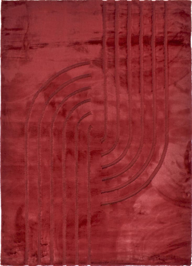 Tapis doux rouge, motif demi arc - 80x150 Alaska | Maisons du Monde