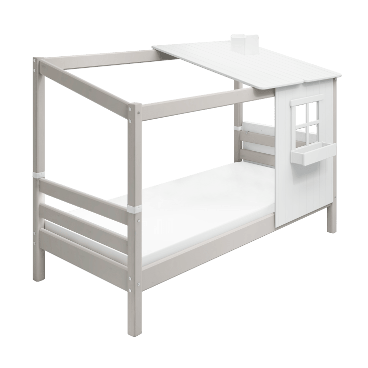 Lit simple avec une maison en pin massif gris 90x200cm Classic ...