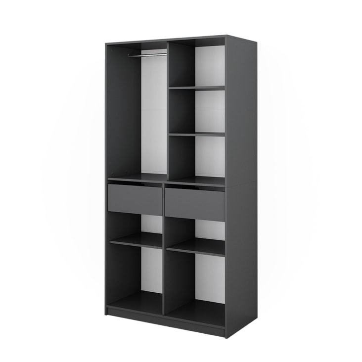 Armoire à vêtements avec 2 tiroirs, Anthracite 100 x 200cm | Maisons du ...