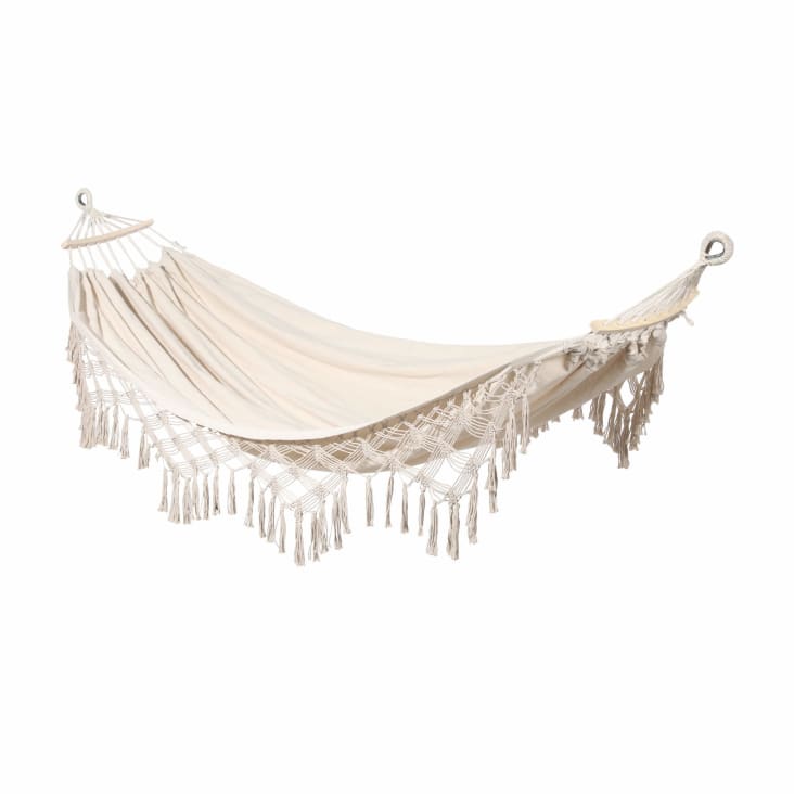 Hamac en polycoton et toile beige 150x200 cm | Maisons du Monde