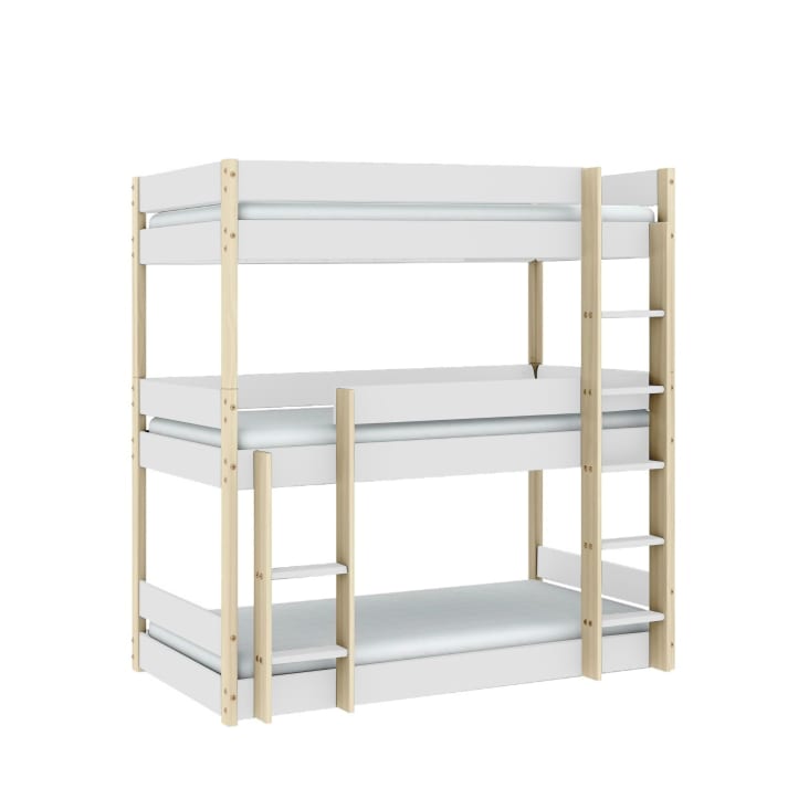 Letto a castello per bambini a tre piani bianco 200x197 cm | Maisons du ...