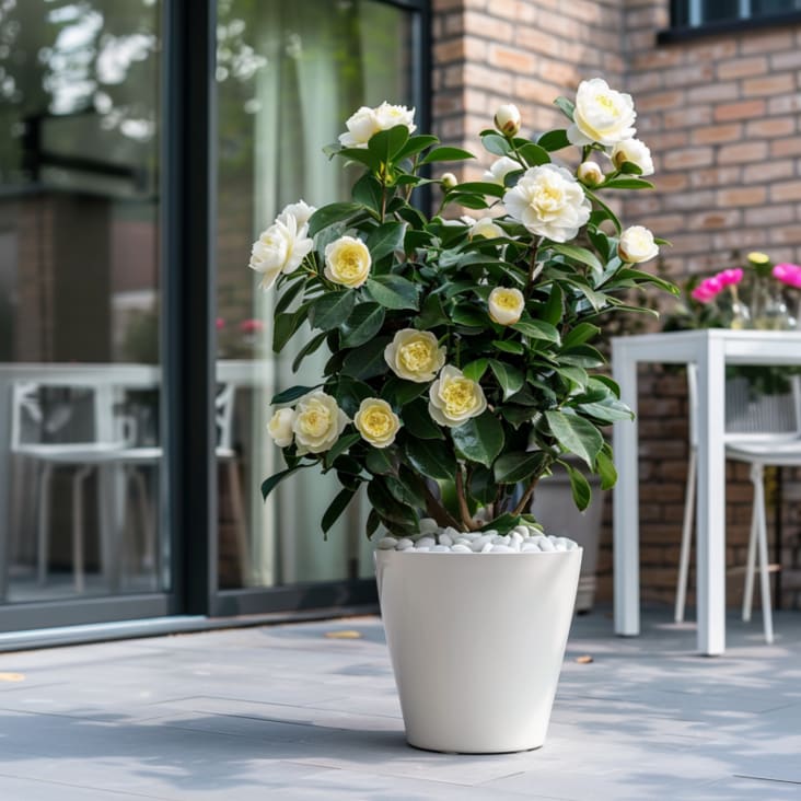 Lote de 2 brushfield's yellow, camellia japonica 'brush field', 50cm ...